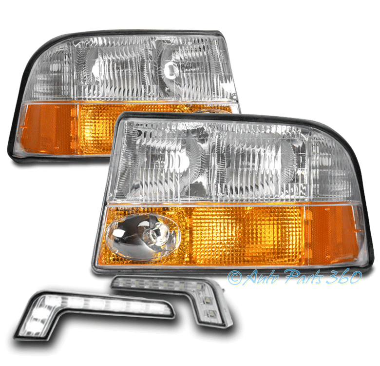FOR 98-04 GMC SONOMA/01 JIMMY PICKUP HEADLIGHTS+FOG LAMP CHROME W ...