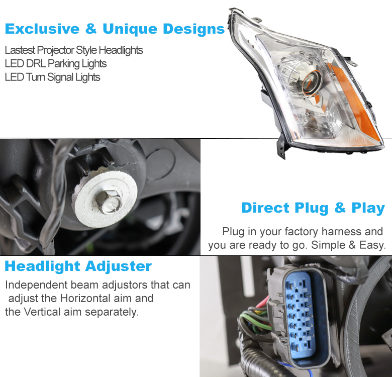 For 10-14 Cadillac SRX [HID Xenon] LED Projector Headlight Passenger ...